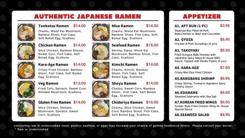 Menu - Chidoriya Ramen & Poke